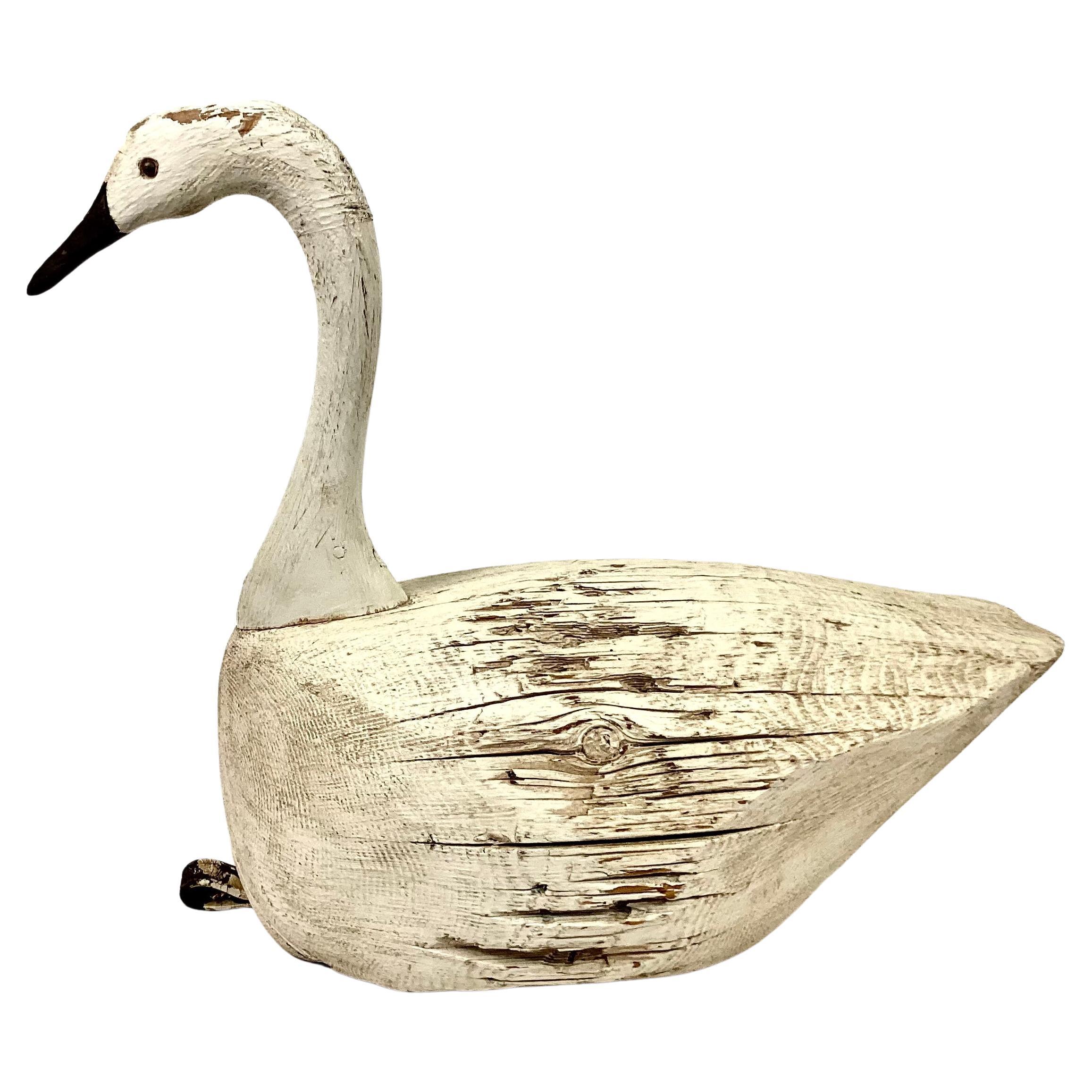 Sculptural Carved Wood Swan at 1stDibs