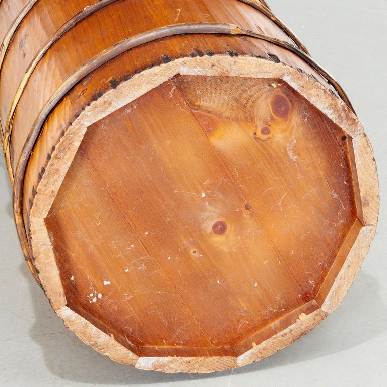 Large Vintage Chinese Floor Standing Wooden Storage Barrel with Lid For ...