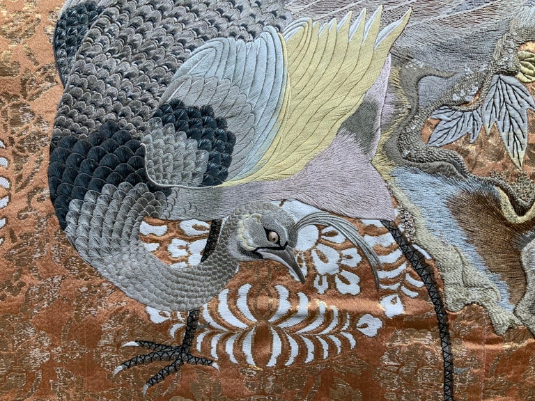 Large Vintage Chinese Hand Embroidery Tapestry For Sale at 1stDibs