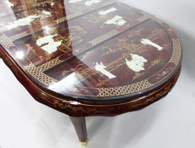 Large Vintage Chinese Red Lacquer Coffee Table For Sale at 1stDibs