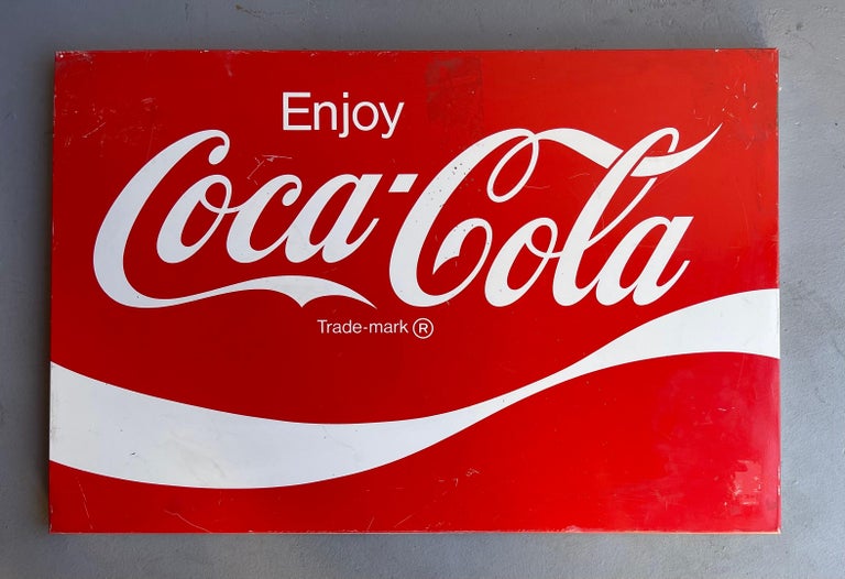 Large Vintage Coca Cola / Coke Advertising Sign For Sale at 1stDibs ...