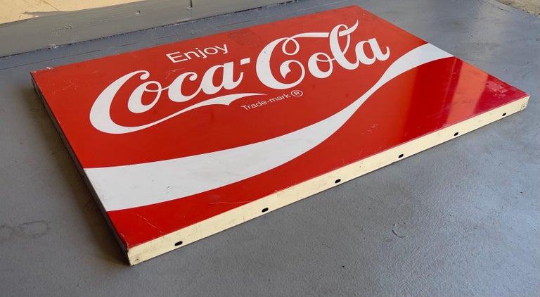 Large Vintage Coca Cola / Coke Advertising Sign For Sale at 1stDibs