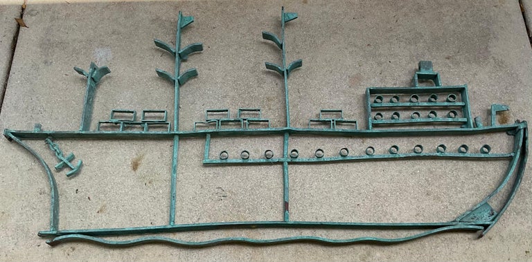 Large Vintage Copper Ship Architectural Wall Hanging Sculpture For Sale ...
