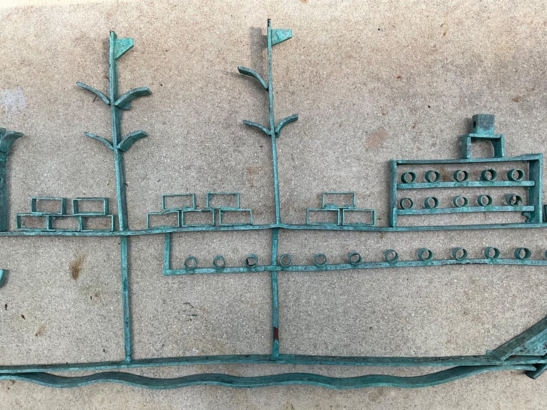 Large Vintage Copper Ship Architectural Wall Hanging Sculpture For Sale ...