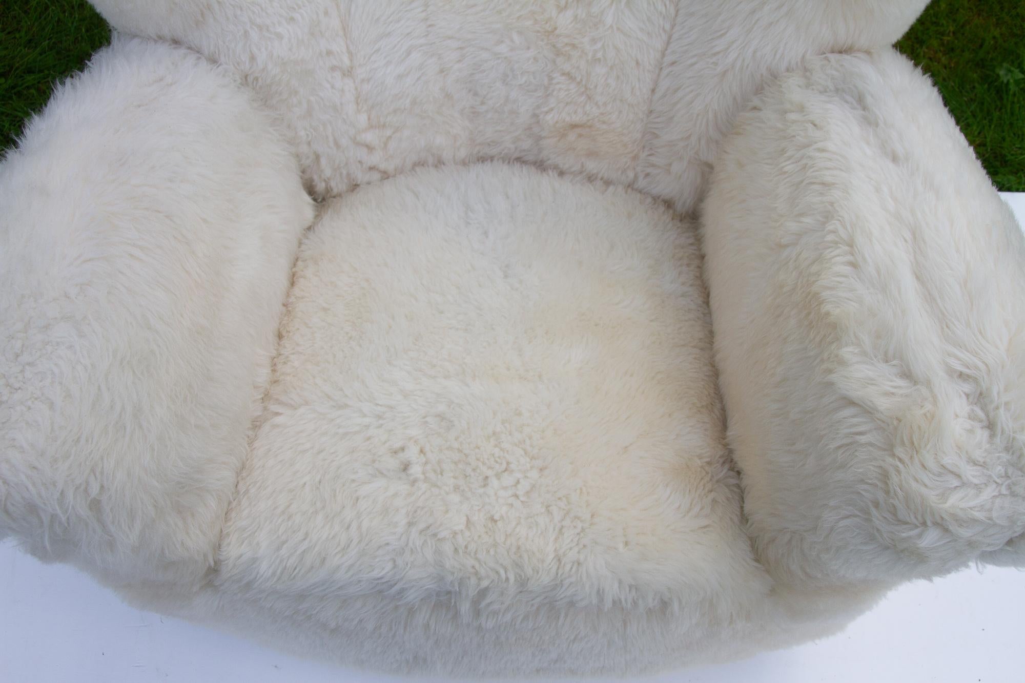 Large Vintage Danish Lambskin Club Chair, 1940s For Sale at 1stDibs