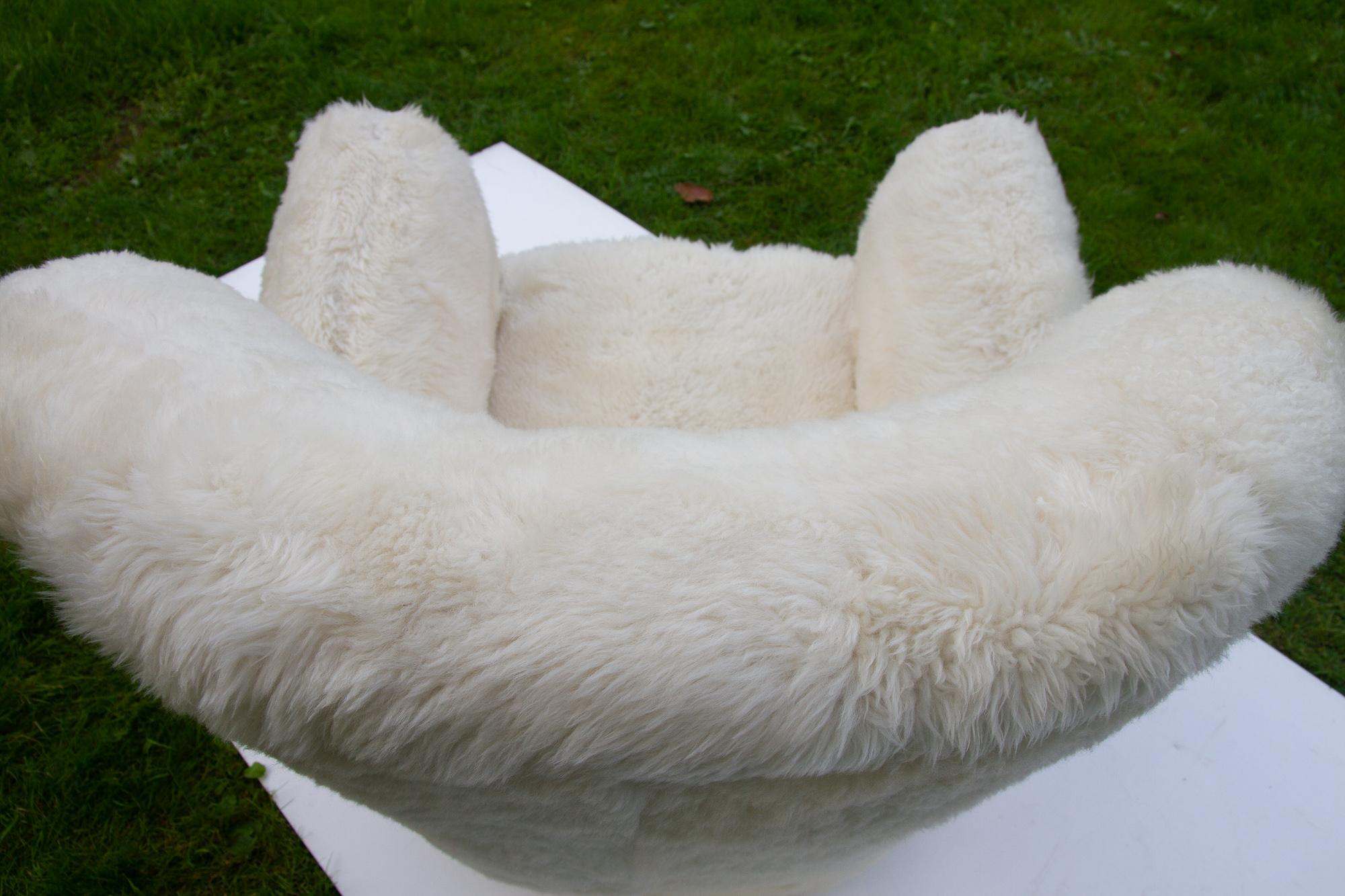 Large Vintage Danish Lambskin Club Chair, 1940s For Sale at 1stDibs