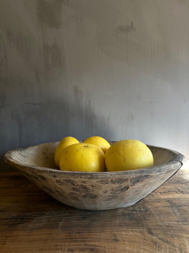 Large Vintage Decorative Wood Bowl For Sale at 1stDibs