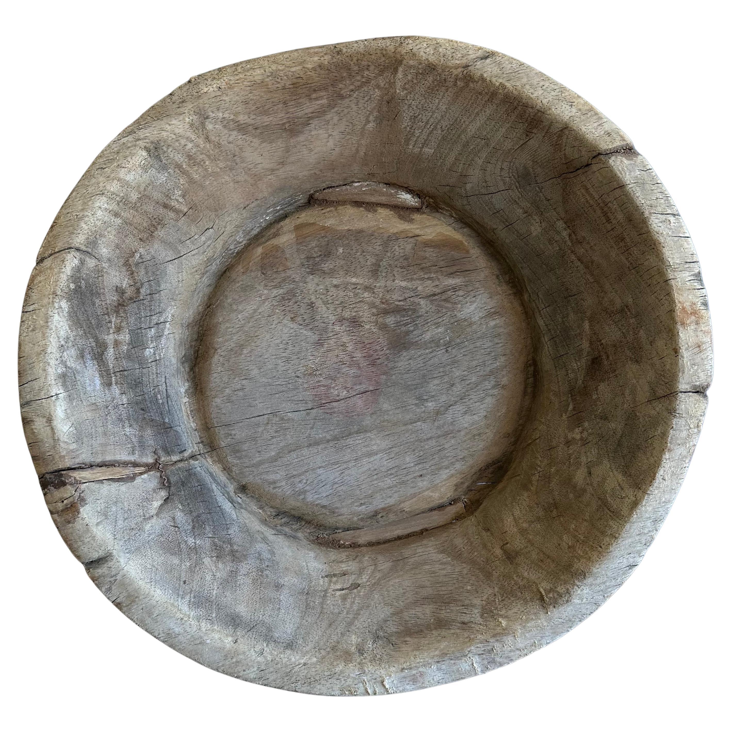 Large Vintage Decorative Wood Bowl at 1stDibs