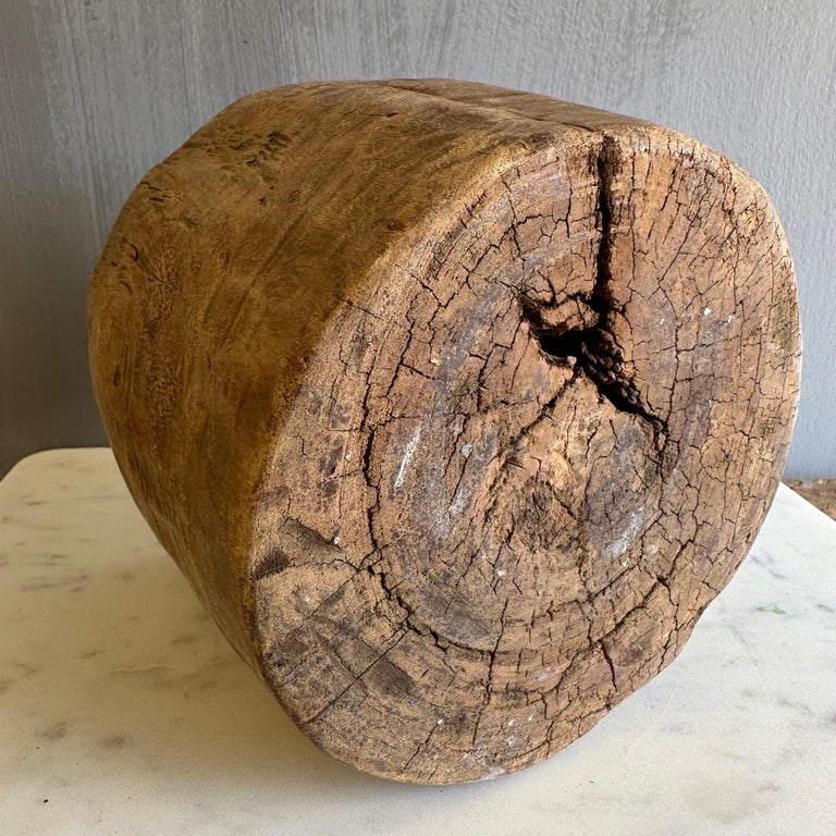 Large Vintage Decorative Wood Mortar and Pestle Bowl For Sale at 1stDibs