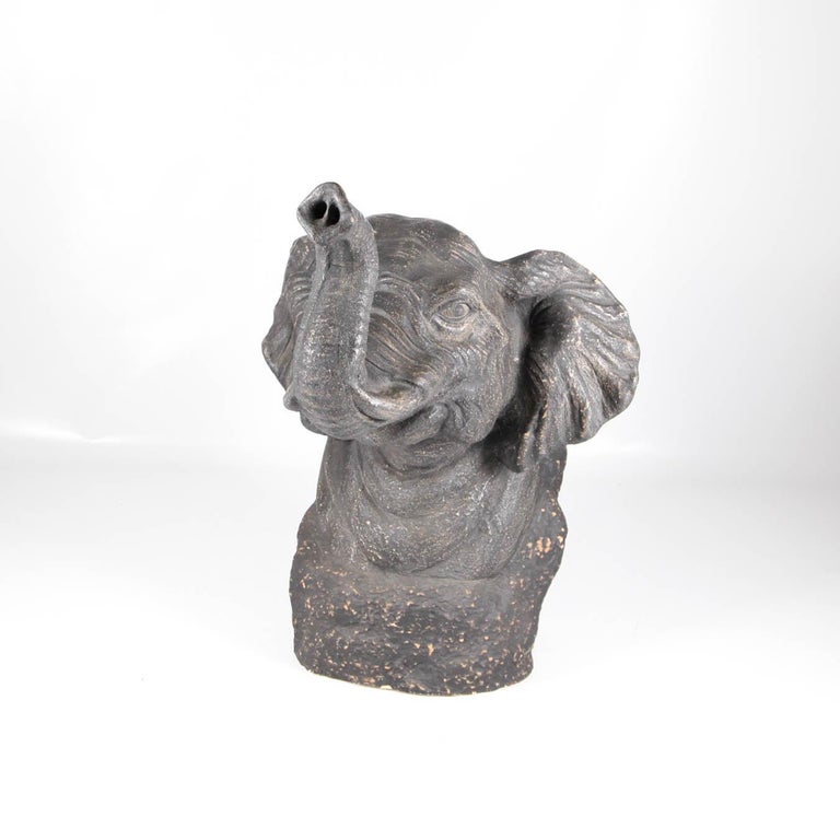 Large Vintage Elephant Terracotta Sculpture For Sale at 1stDibs