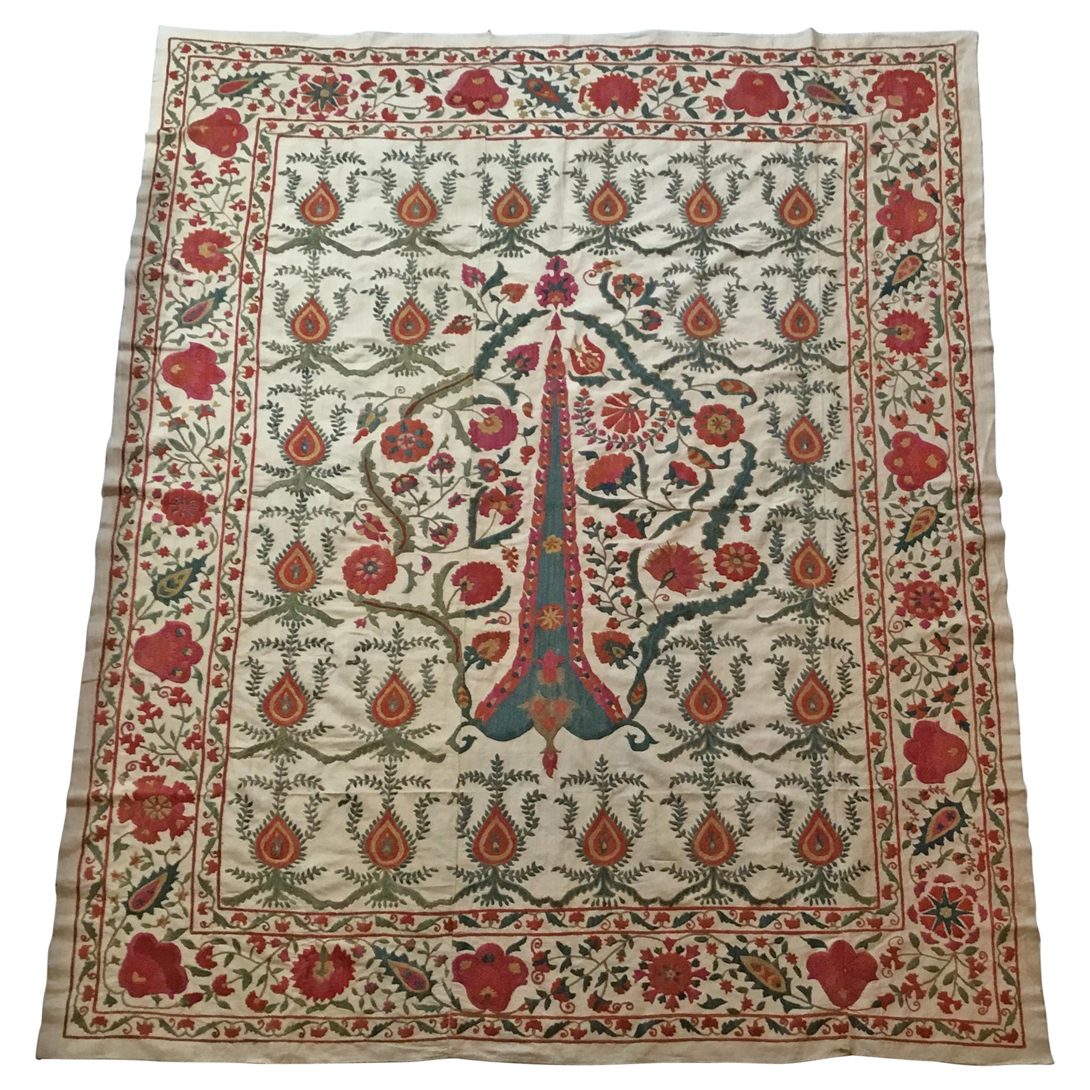 Large Vintage Embroidery Suzani Textile at 1stDibs