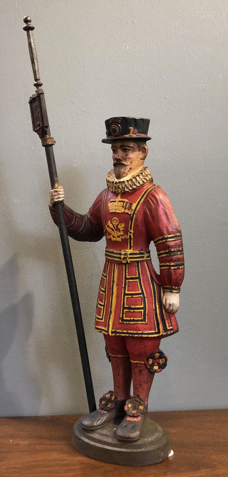 Large Vintage English Beefeater Poker Stand of Cast Iron at 1stDibs