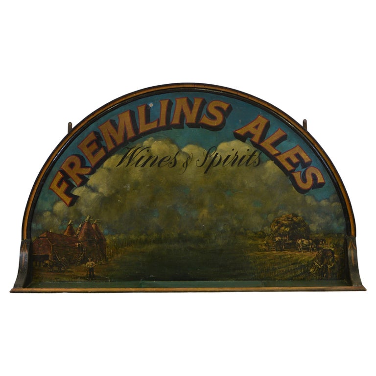 Large Vintage English Hand-Painted Brewery Pub Sign with Shelf For Sale ...
