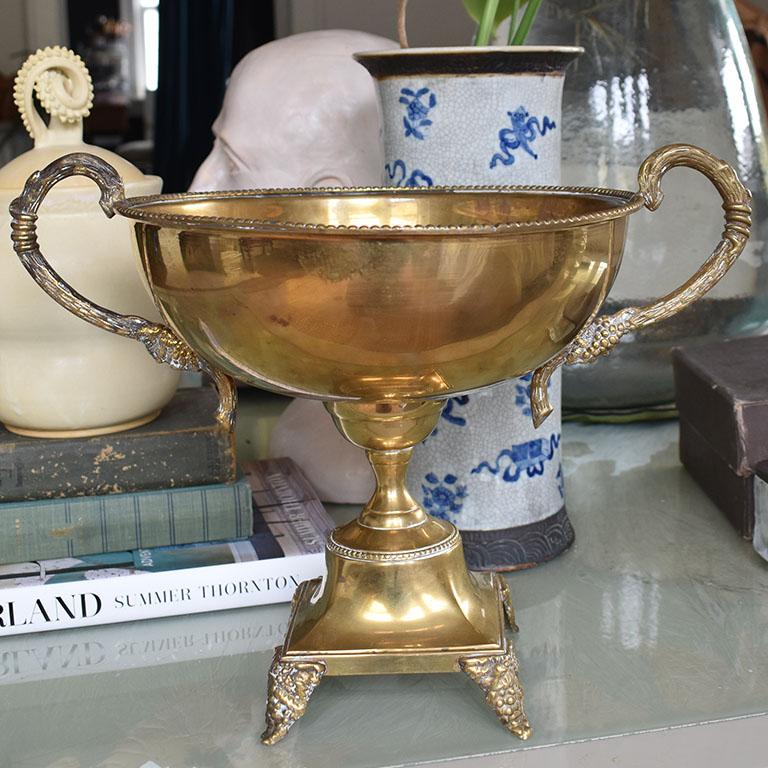 Large Vintage Faux Bois Brass Compote Love Cup or Trophy Cup, India For ...