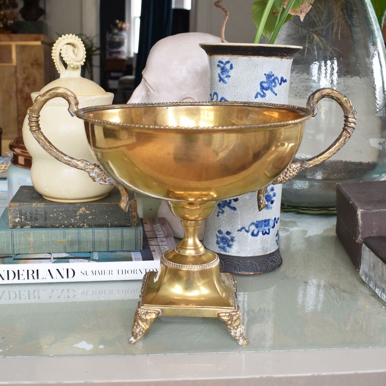 Large Vintage Faux Bois Brass Compote Love Cup Or Trophy Cup - India ...
