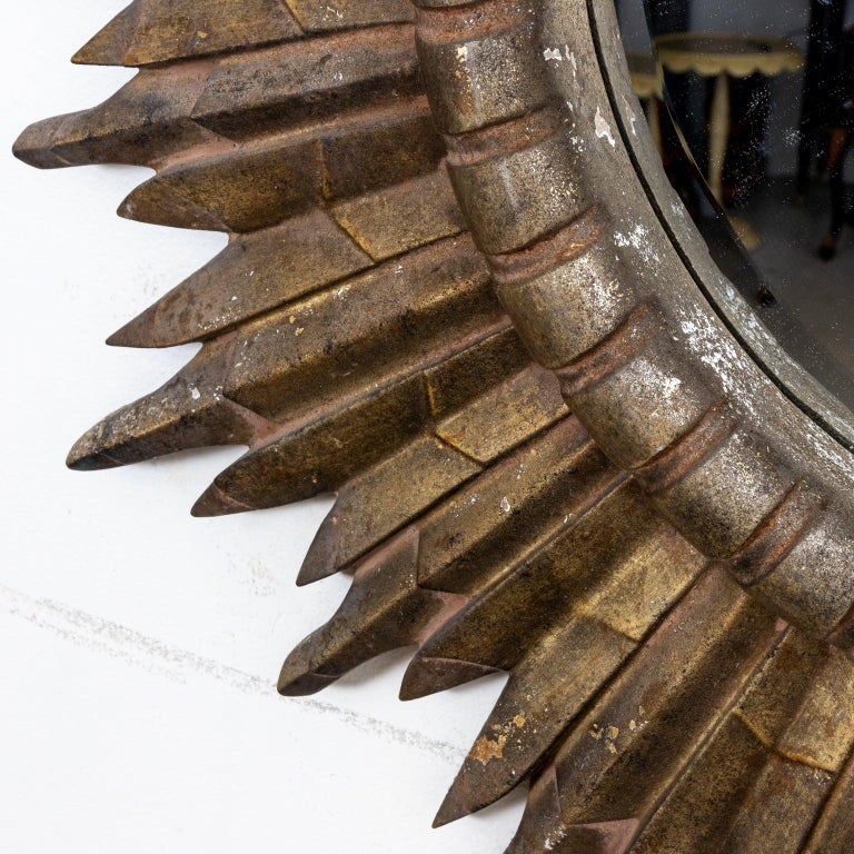 Large Vintage Foam Starburst Mirror For Sale at 1stDibs