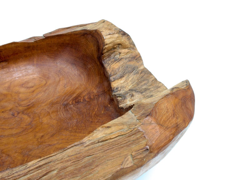 Large Vintage French Sculptural Solid Wooden Vessel/Bowl For Sale at ...