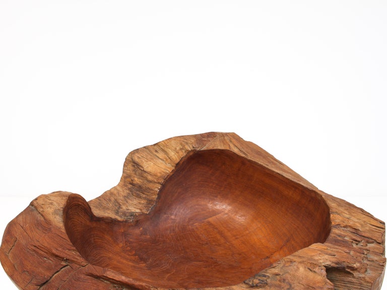 Large Vintage French Sculptural Solid Wooden Vessel/Bowl For Sale at ...