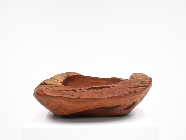 Large Vintage French Sculptural Solid Wooden Vessel/Bowl For Sale at ...