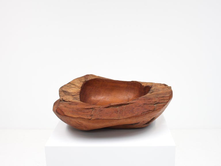 Large Vintage French Sculptural Solid Wooden Vessel/Bowl For Sale at ...