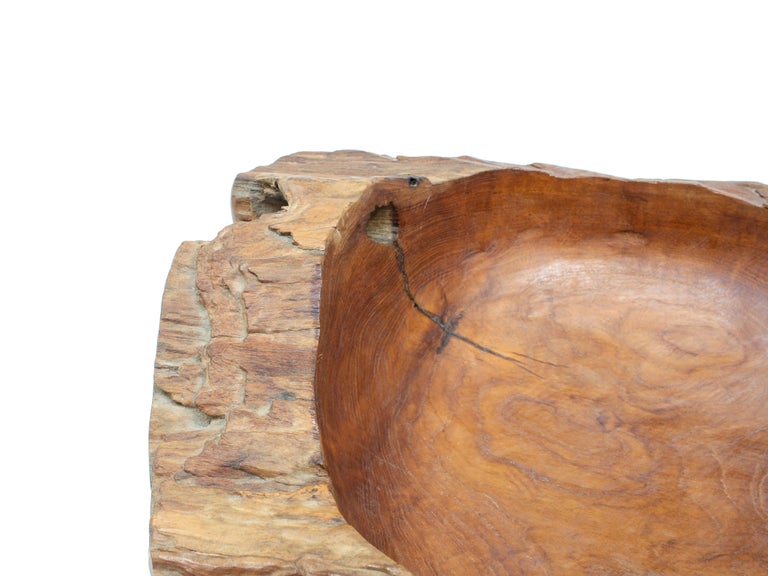 Large Vintage French Sculptural Solid Wooden Vessel/Bowl For Sale at ...