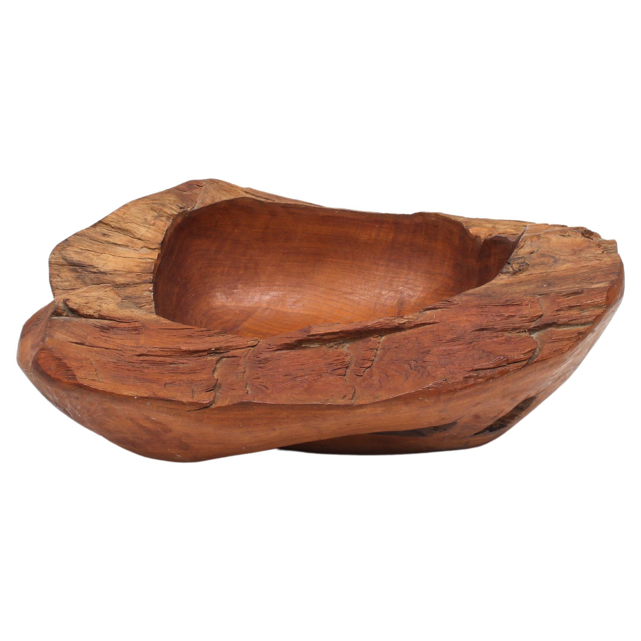 Large Vintage French Sculptural Solid Wooden Vessel/Bowl For Sale at ...