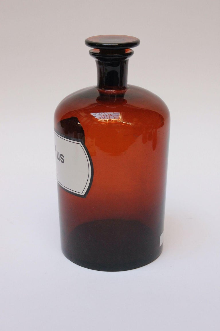 Large Vintage German Amber Glass "Spiritus" Apothecary Bottle For Sale ...