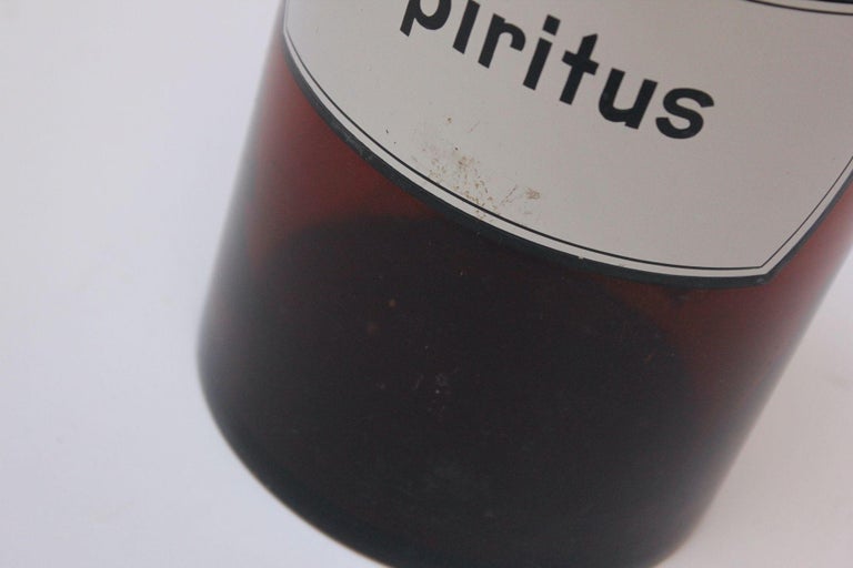 Large Vintage German Amber Glass "Spiritus" Apothecary Bottle For Sale ...