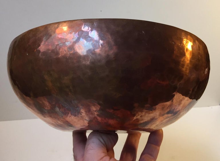 Large Vintage Hand-Hammered Copper Chakra, Singing Bowl, Chö-Pa, Tibet ...