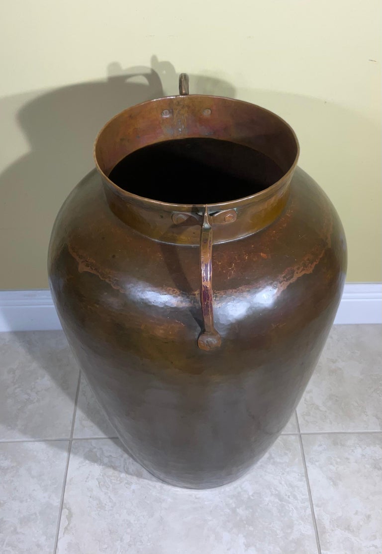 Large Vintage Hand Hammered Copper Vessel For Sale at 1stDibs