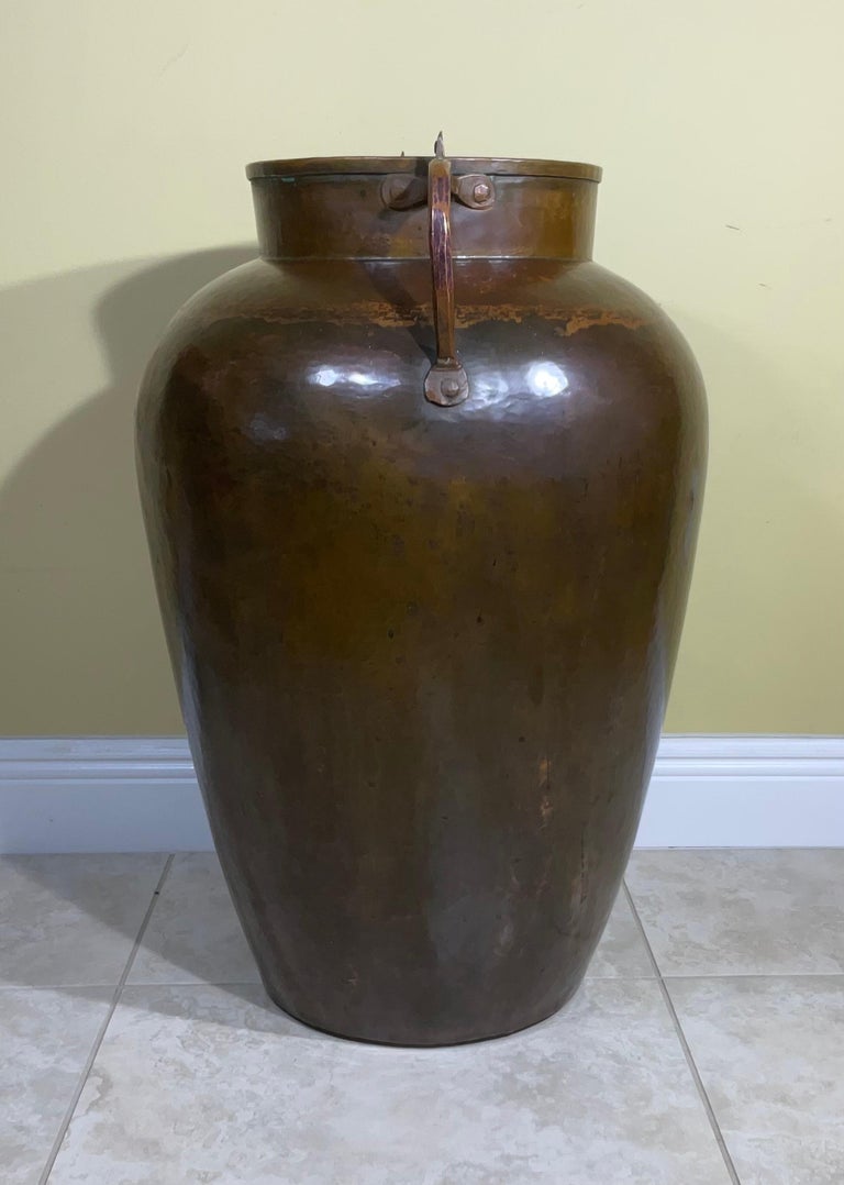 Large Vintage Hand Hammered Copper Vessel For Sale at 1stDibs