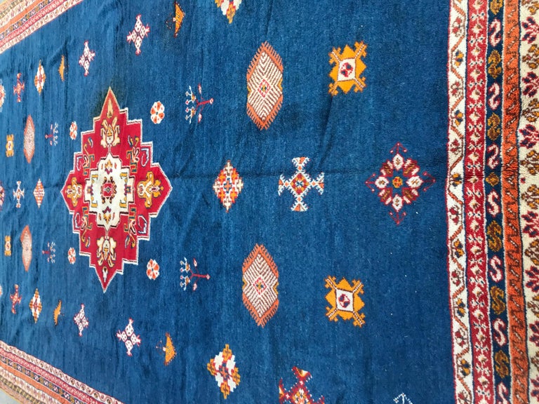Large Vintage Hand Knotted Moroccan Rug For Sale at 1stDibs
