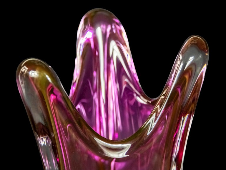 Large Vintage Handmade Val Saint Lambert Crystal Vase For Sale at 1stDibs