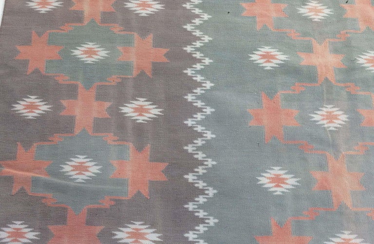 Large Vintage Indian Dhurrie Rug For Sale at 1stDibs
