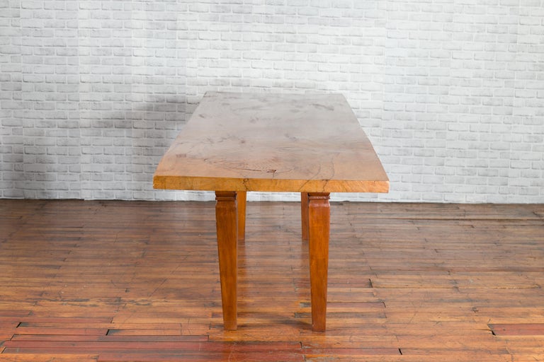 Large Vintage Indonesian Dining Table with Mango Wood Top and Tapered ...