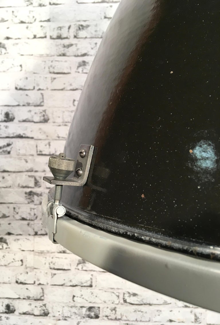 Large Vintage Industrial Black Enamel Factory Lamp with Glass Cover at ...