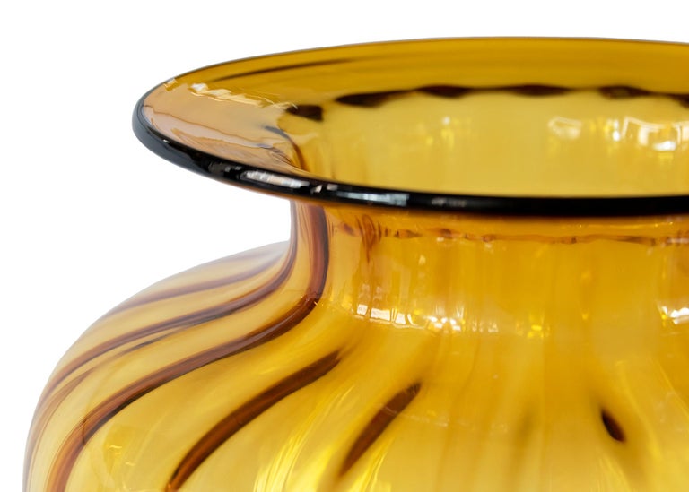 Large Vintage Italian Handmade Murano Glass Vase For Sale at 1stDibs