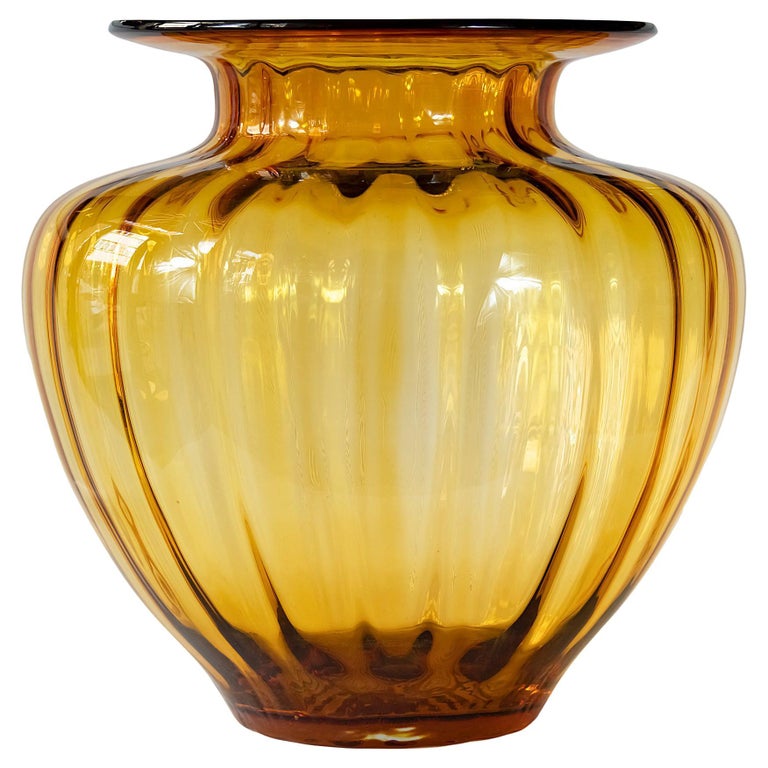 Large Vintage Italian Handmade Murano Glass Vase For Sale at 1stDibs