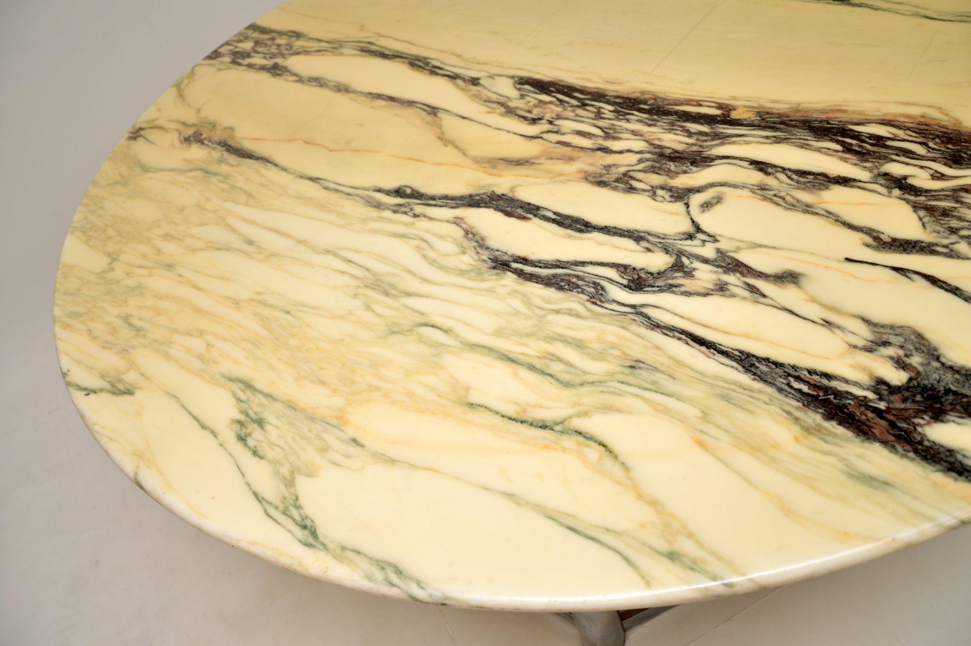 Large Vintage Italian Marble and Chrome Dining Table For Sale at 1stDibs