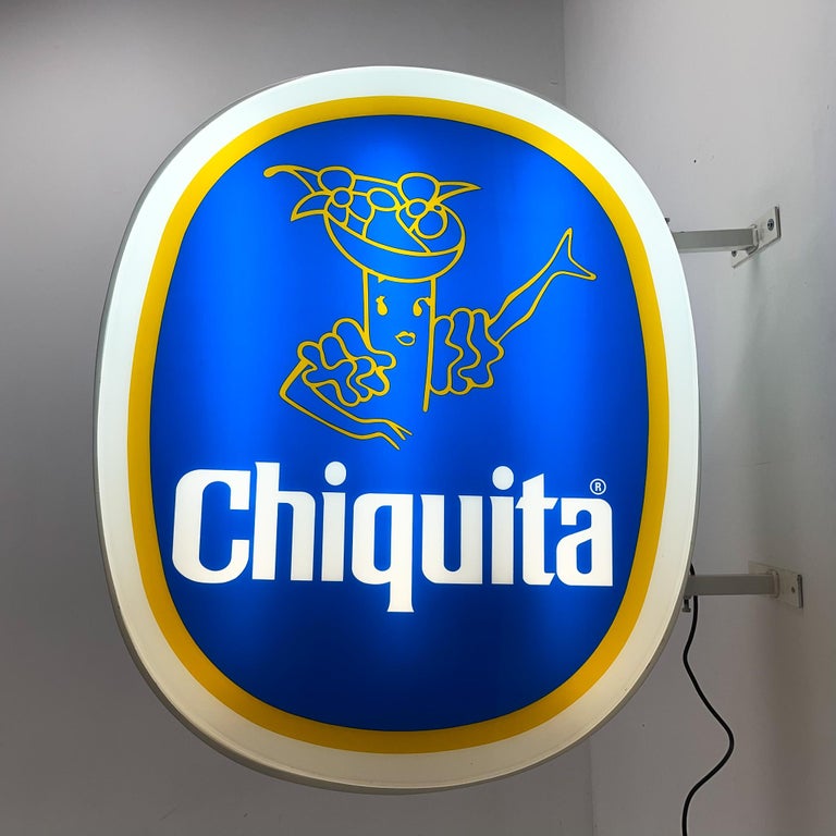 Large Vintage Light Up, Double Sided Chiquita Sign, Italy For Sale at ...