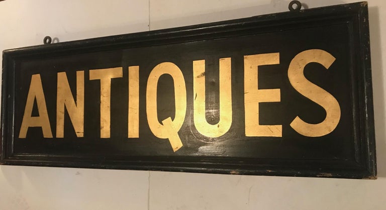 Large Vintage Metal Double Sided Original Hand Painted and Gold Leaf ...