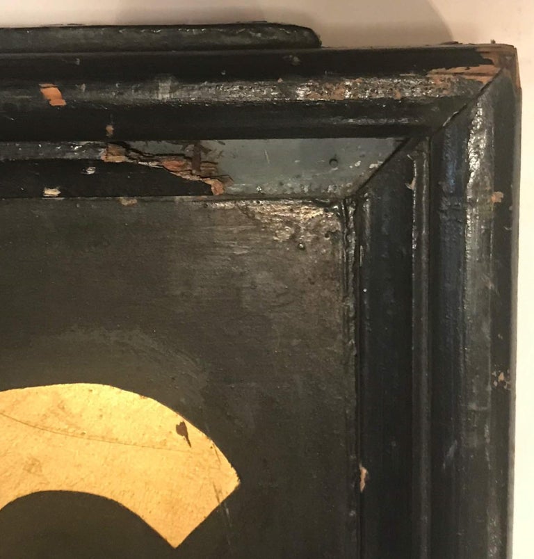 Large Vintage Metal Double Sided Original Hand Painted and Gold Leaf ...