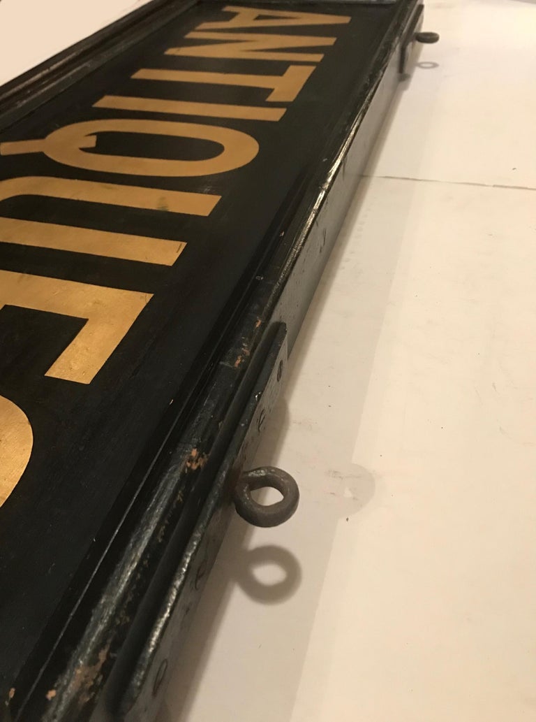 Large Vintage Metal Double Sided Original Hand Painted and Gold Leaf ...
