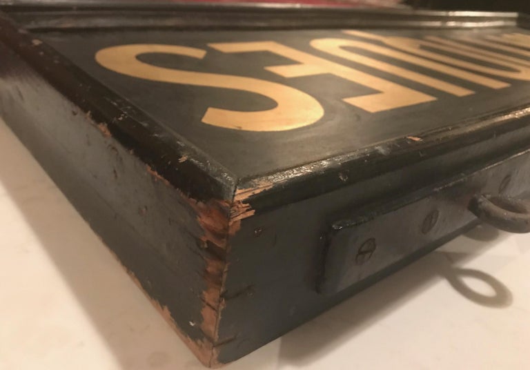 Large Vintage Metal Double Sided Original Hand Painted and Gold Leaf ...