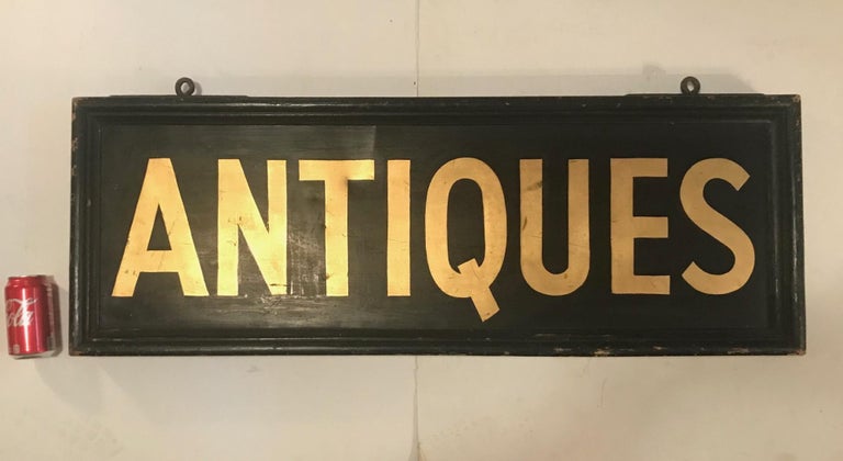 Large Vintage Metal Double Sided Original Hand Painted and Gold Leaf ...