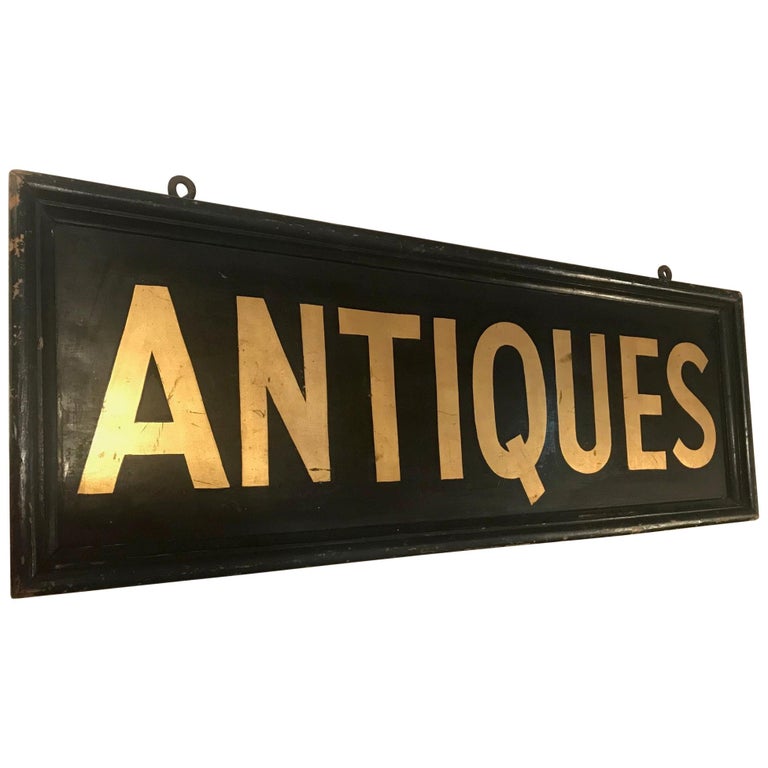 Large Vintage Metal Double Sided Original Hand Painted and Gold Leaf ...