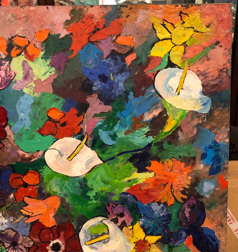 Large Vintage Mid Century Modern Abstract Painting For Sale at 1stDibs