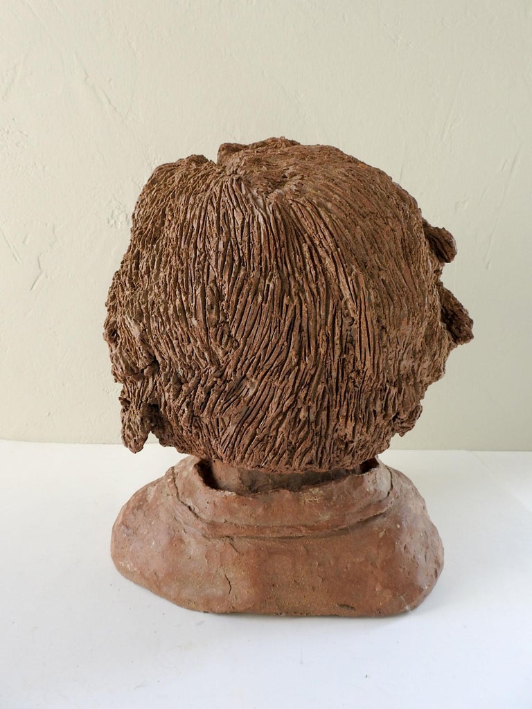 Large Vintage Mid-Century Modernist Clay Bust Sculpture For Sale at 1stDibs