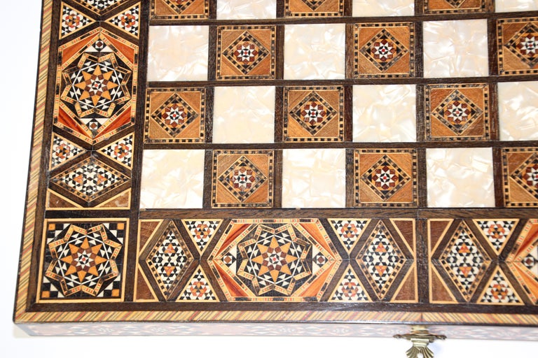 Large Vintage Midcentury Complete Syrian Inlaid Mosaic Backgammon and ...