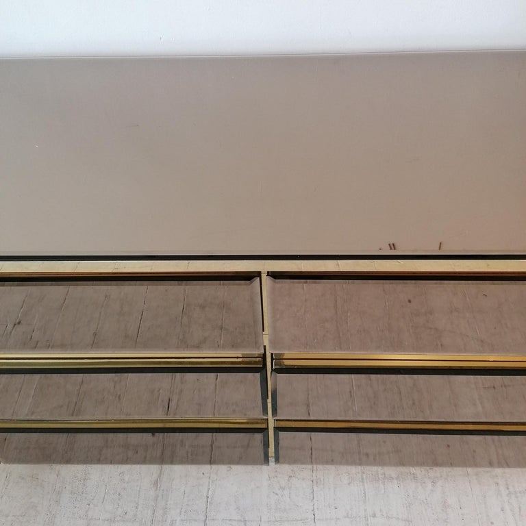 Large Vintage Mirrored Sideboard with Nine Drawers by Ello, USA, 1980s ...